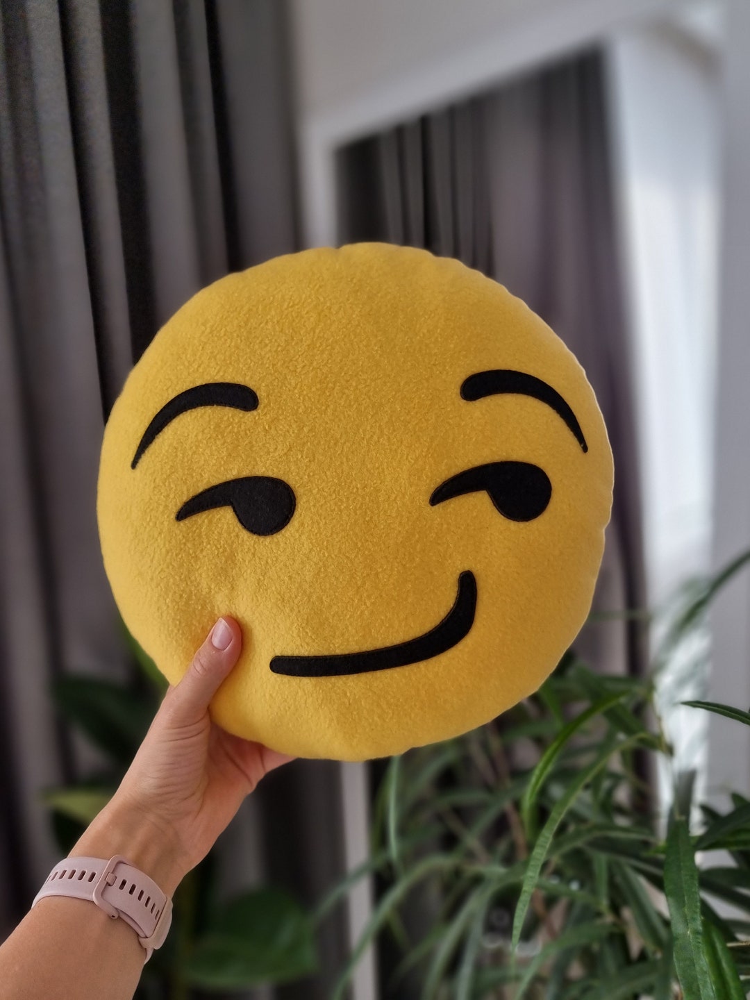 Smirking Face Emoji Pillow Smug Face - Etsy