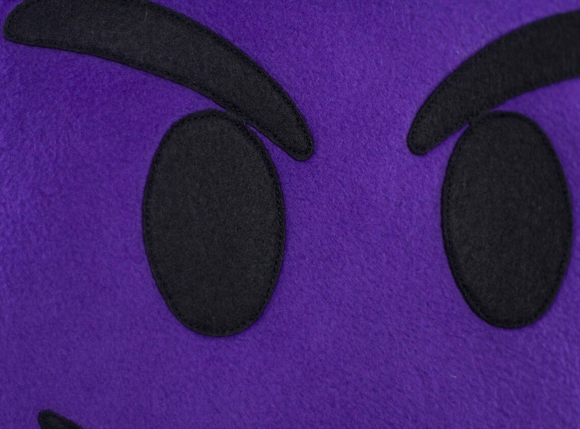 Imp face emoji pillow Smiling face with horns Purple devil | Etsy