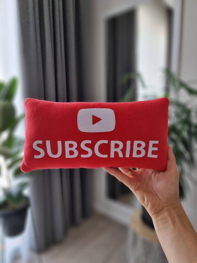 Youtube Subscribe Button Pillow Custom Plush Pillows Facebook Follow ...
