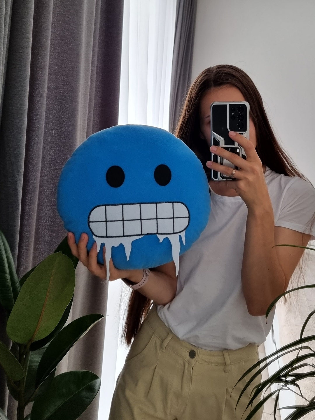 Cold Face Emoji Pillows Freezing Face Cushion - Etsy