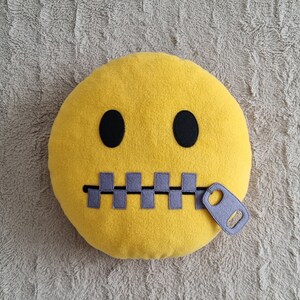 Zipper-mouth Face Emoji Pillow - Etsy