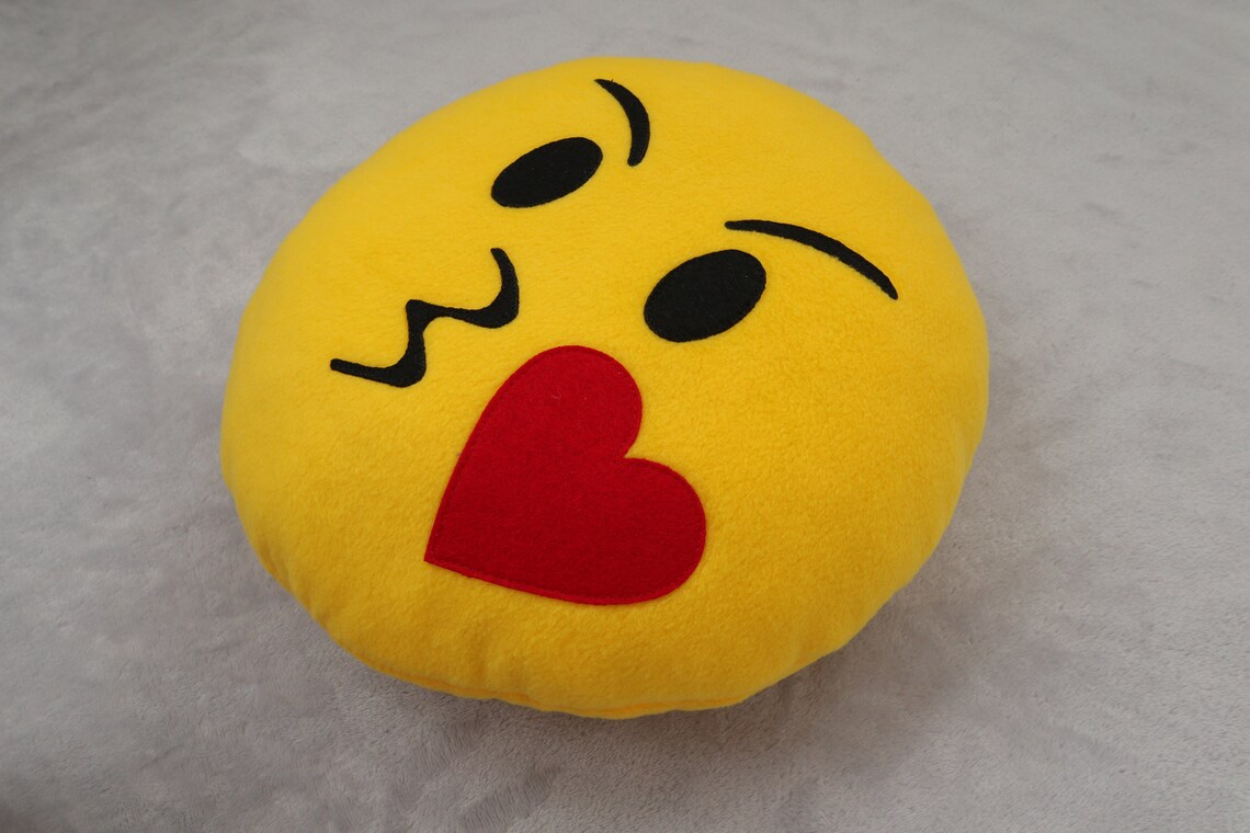 Angry Kissing Face Emoji Pillow | Kissy Face | Custom Emoji Cushion ...