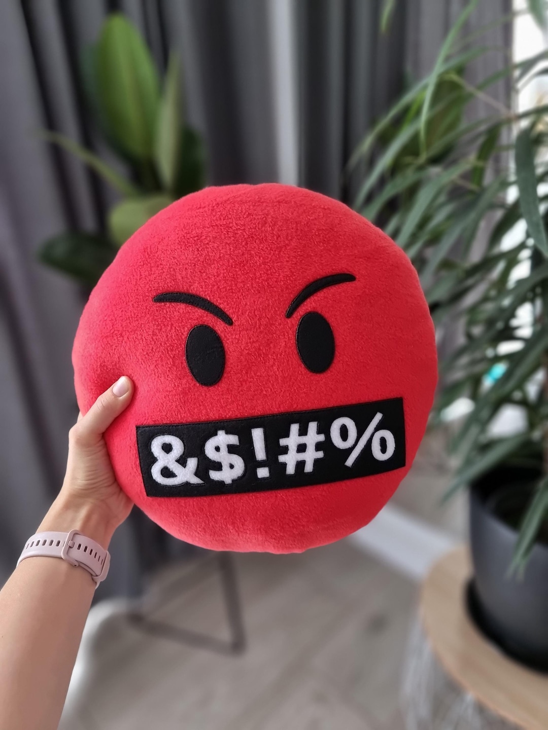 Face With Symbols Over Mouth | Swearing Face Emoji Pillow | Cursing - Etsy