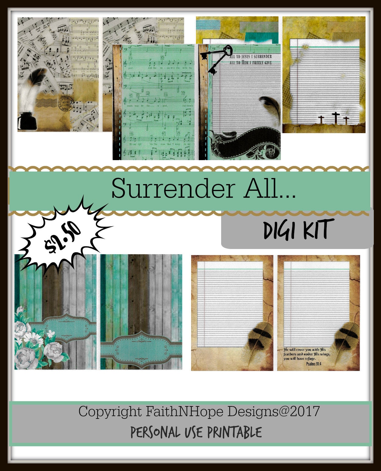 Surrender All... Printable Journal- 5X7 Journal Pages-digital Journal ...