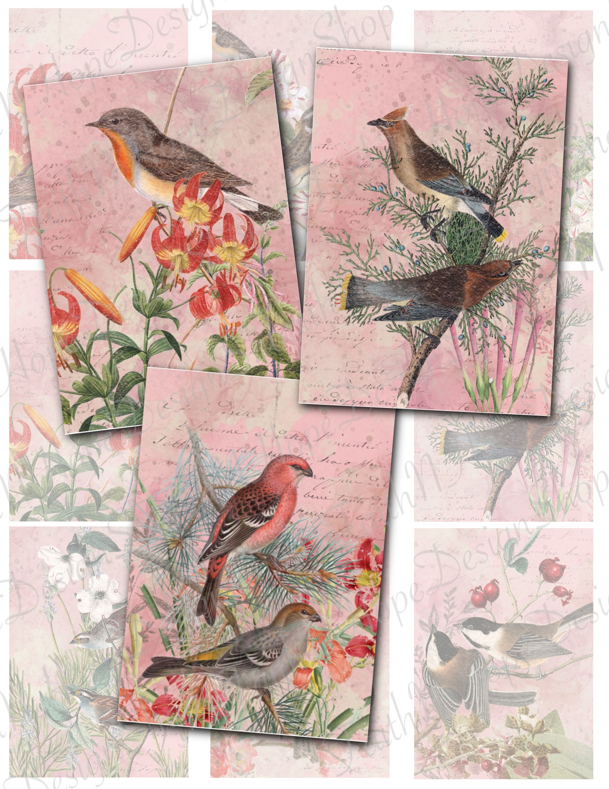 Printable ATC Collage Sheet Labels Tags Scrapbooking Journal Cards ...