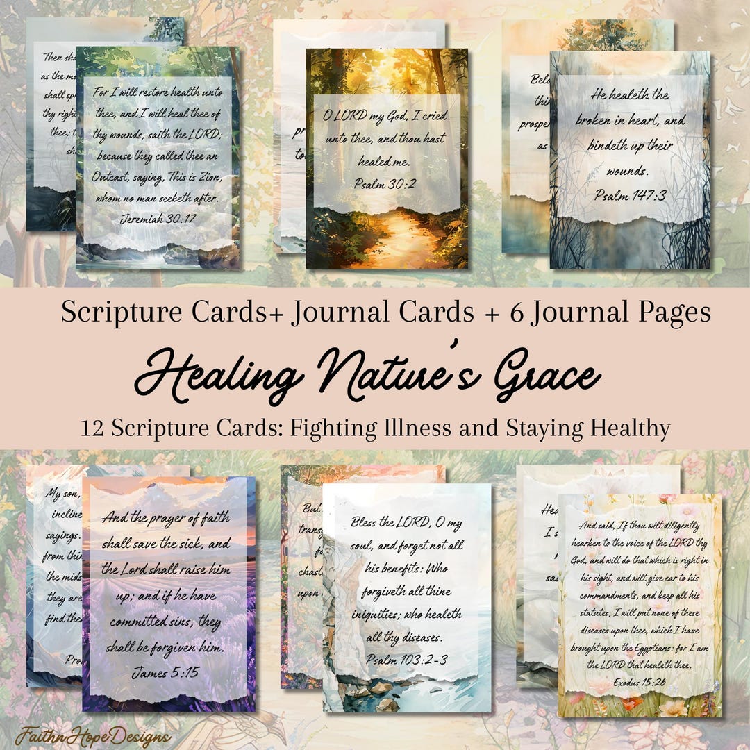 Healing Scripture Cards, Christian Journaling Cards, Bible Verse Cards ...