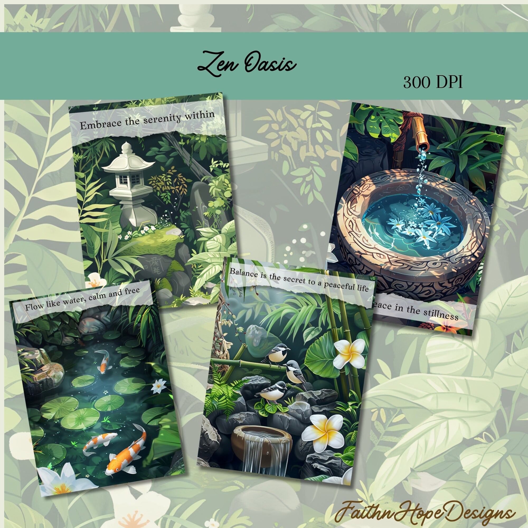 Zen Aesthetic Inspirational Cards, Ephemera, Christian Art, Digital ...
