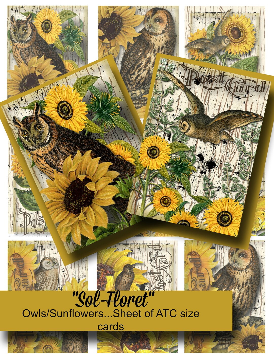 Printable ATC Collage Sheet Labels Tags Scrapbooking Journal Cards ...