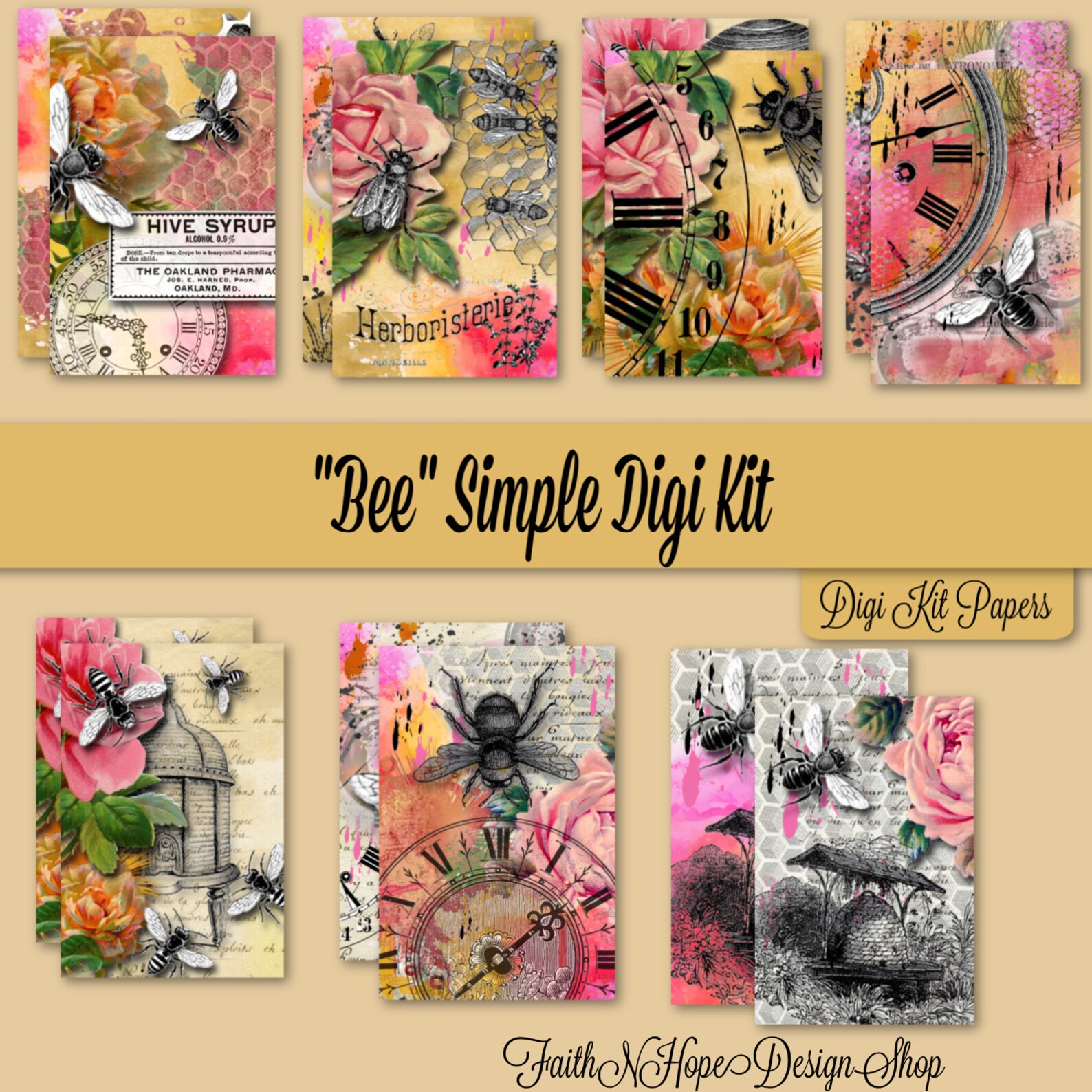 Digital Collage, Journaling, Journal Cards, Journaling Kit, Ephemera ...