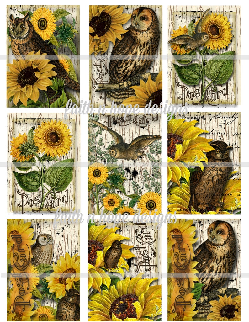 Printable ATC Collage Sheet Labels Tags Scrapbooking Journal Cards ...