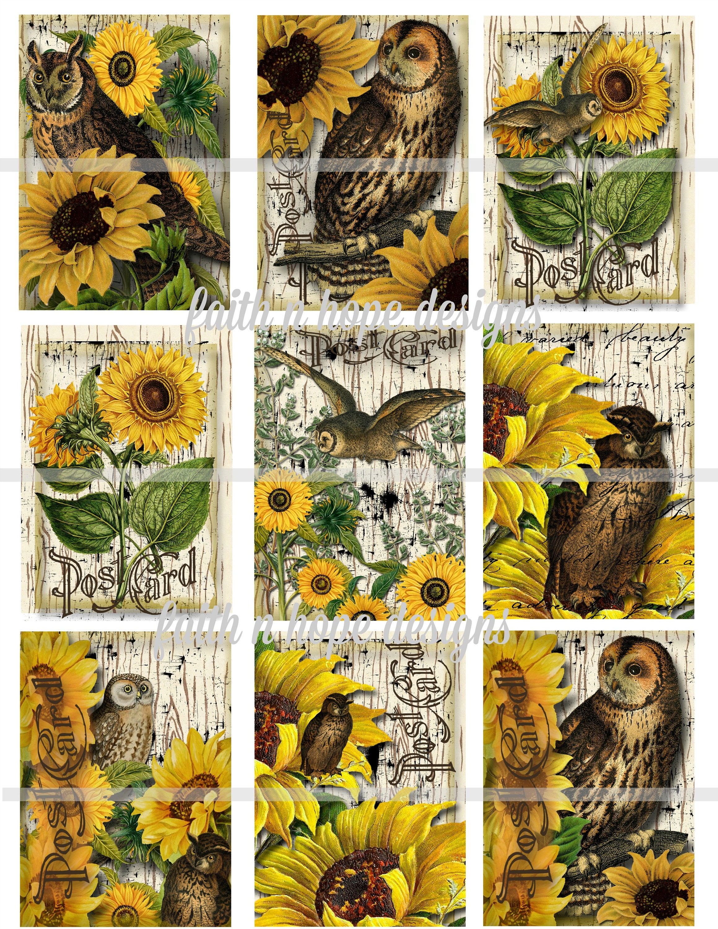 Printable ATC Collage Sheet Labels Tags Scrapbooking Journal Cards ...