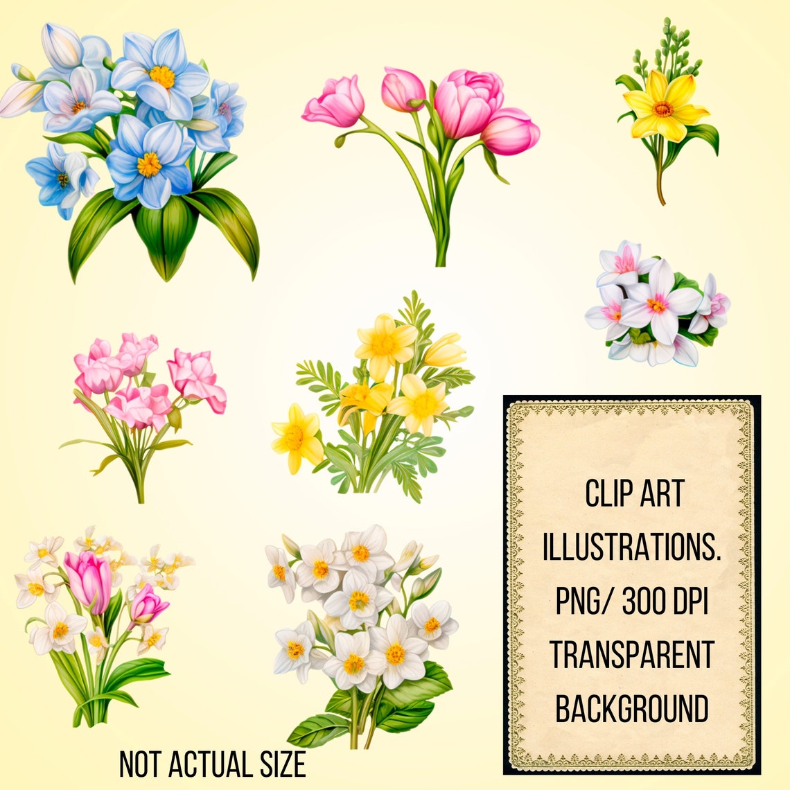 Cottage Floral Clip Art, Spring Flowers,fences, Ephemera, Spring ...