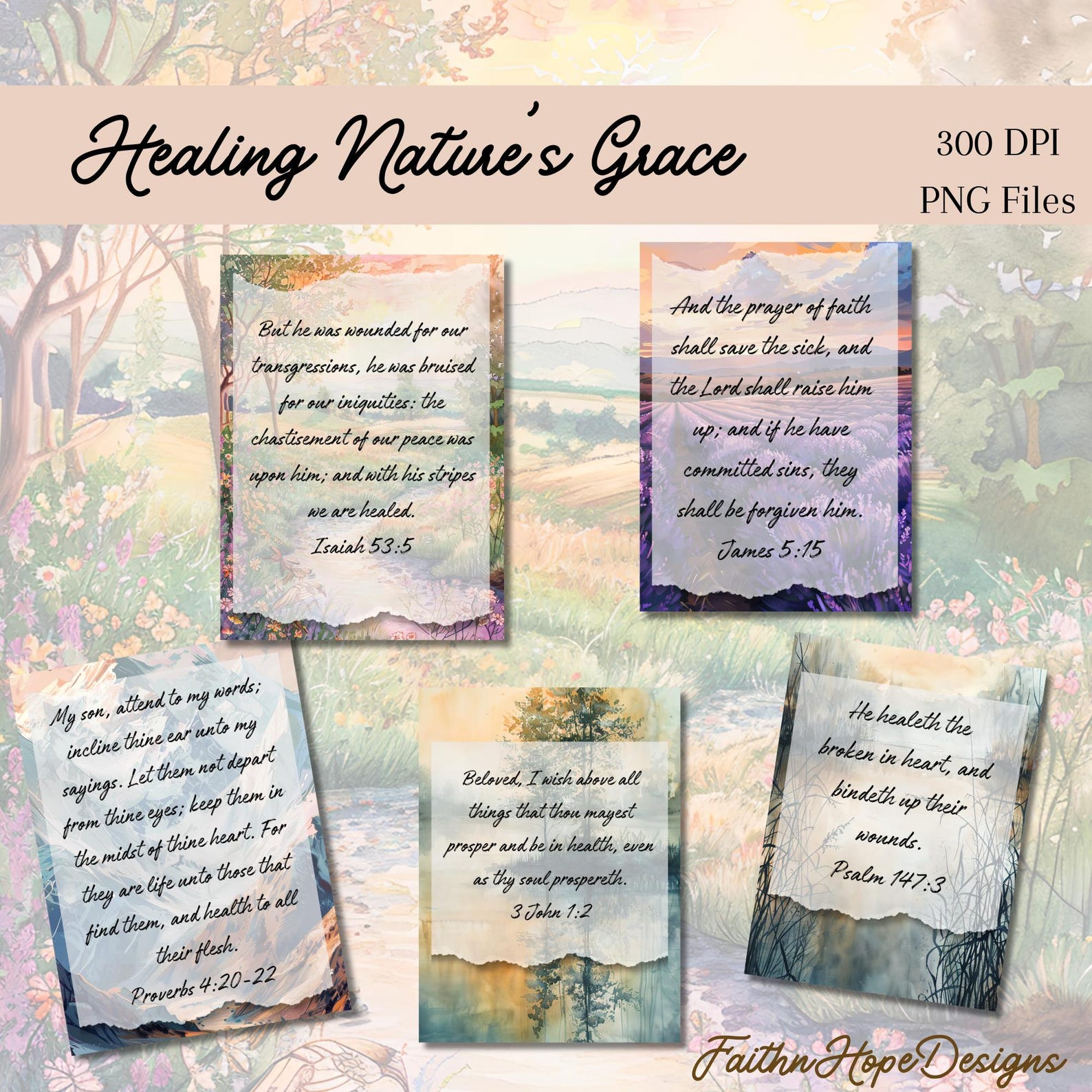Healing Scripture Cards, Christian Journaling Cards, Bible Verse Cards ...