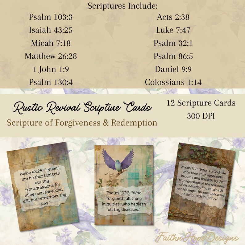 Forgiveness, Faith Journaling, Journal Cards, Prayer Cards, Scripture ...