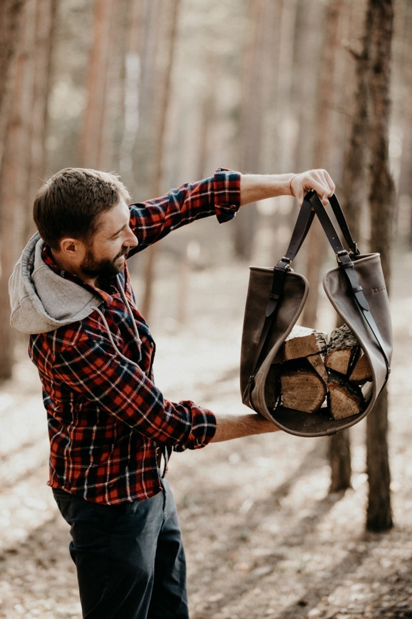 Firewood Storage Leather Firewood Carrier Campfire Tote Bag - Etsy