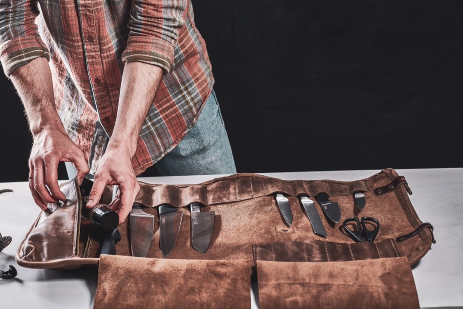 Leather Knife Bag Leather Knife Roll for Chef Leather Knife - Etsy