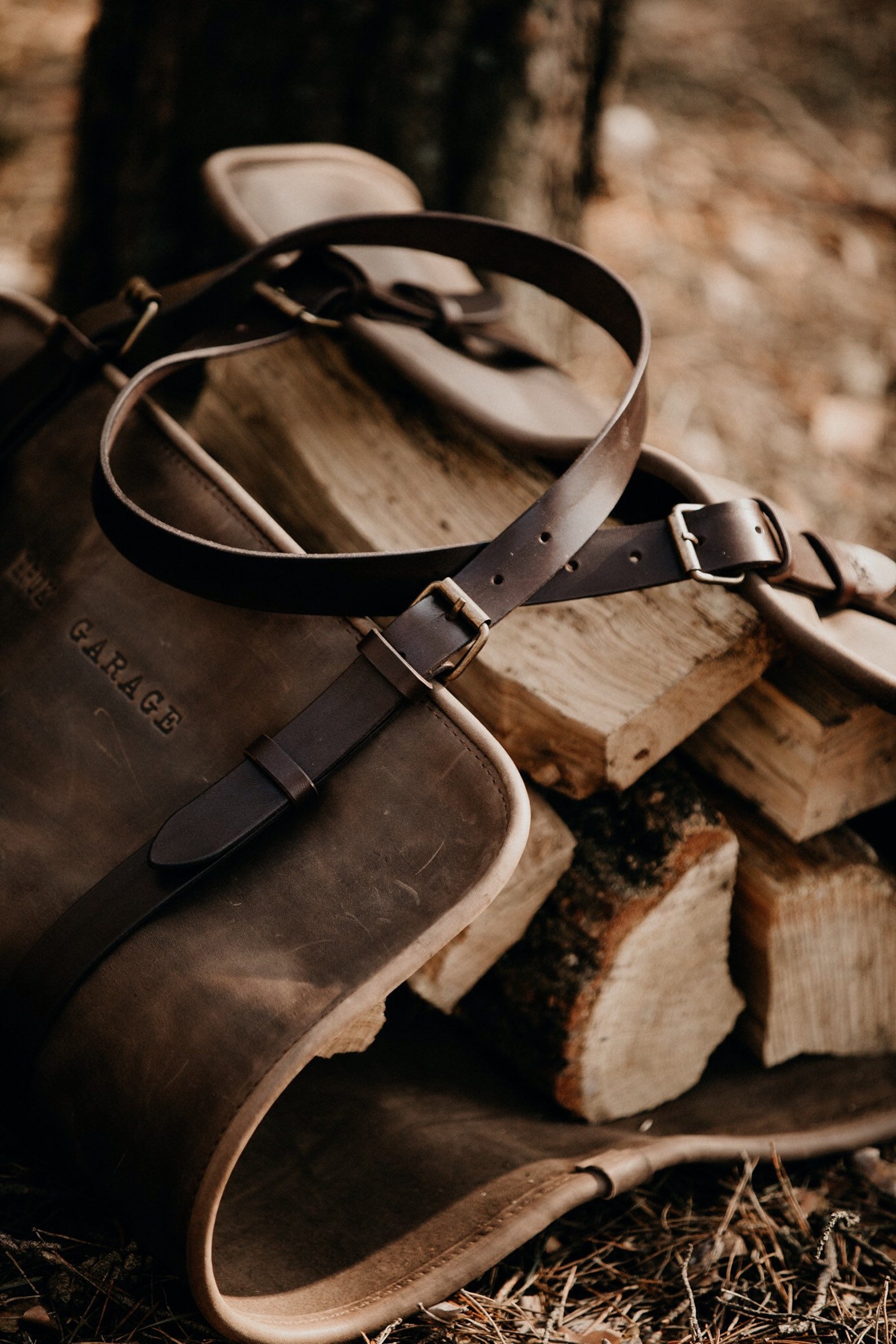Leather Log Carrier by Kruk Garage Firewood Tote Bag Firewood - Etsy