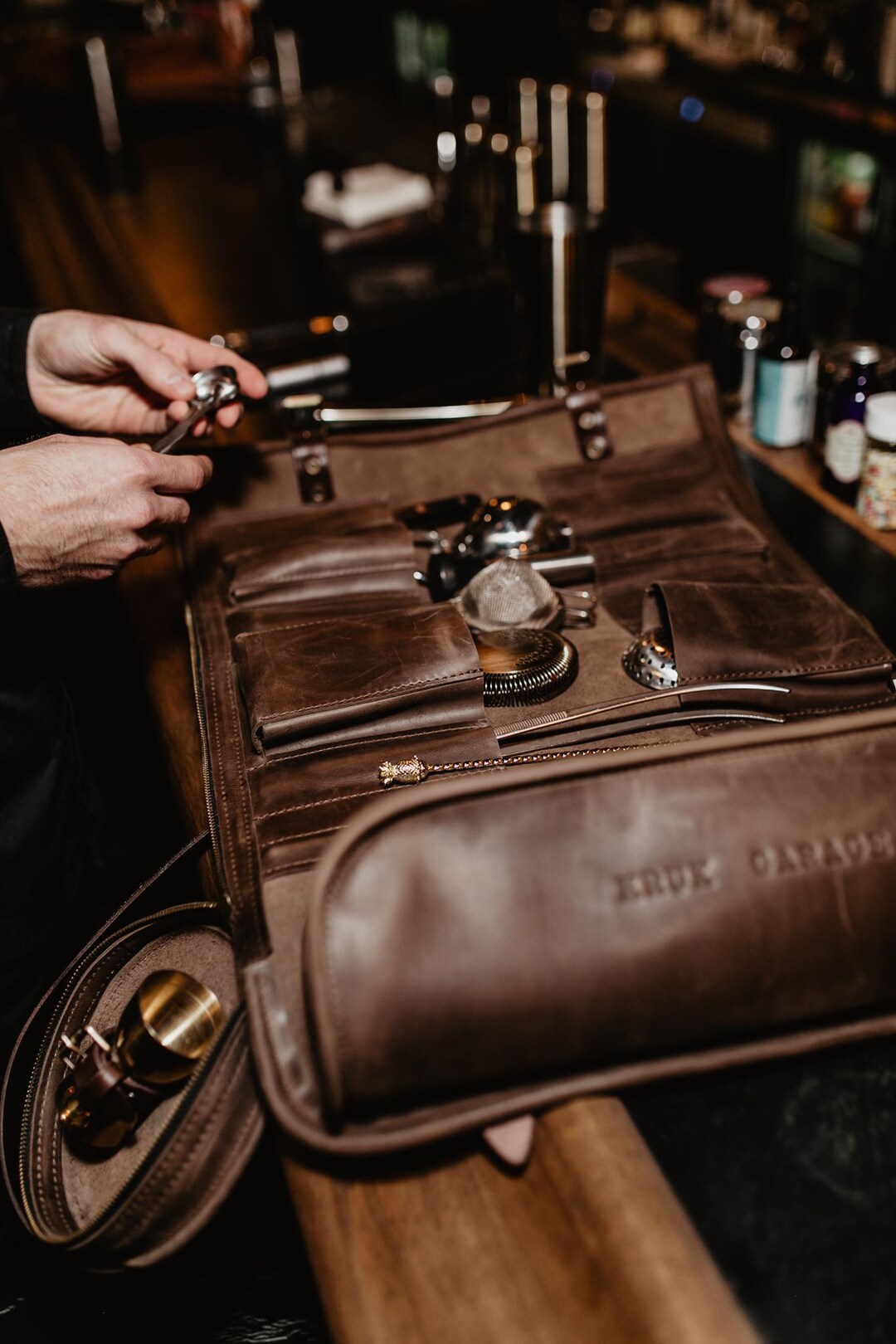 Mixologist Roll Bag Bartender Roll Kit Home Bar Accessory Portable Bar ...