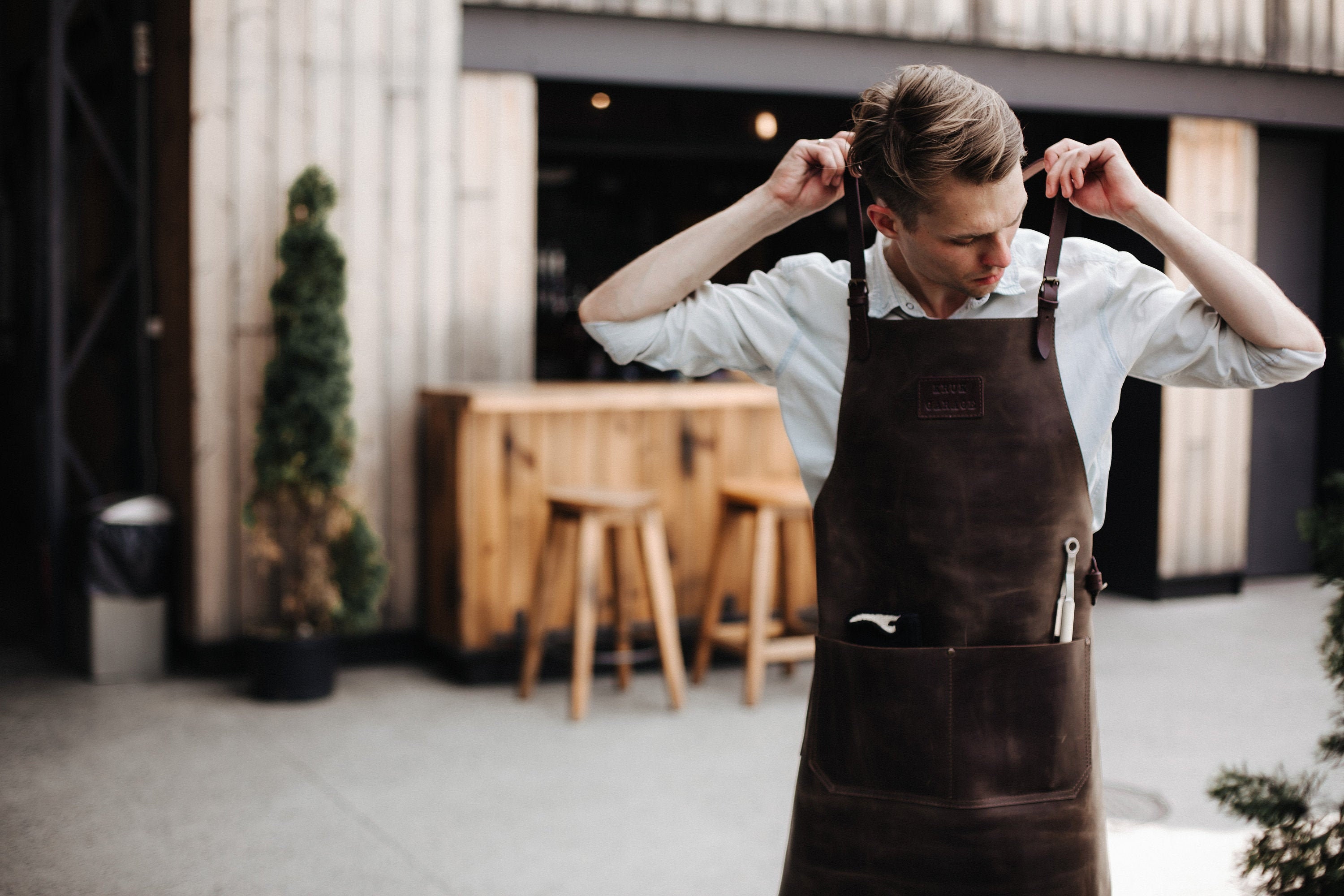 Grilling Leather Apron BBQ Apron Outdoor Cooking Apron | Etsy