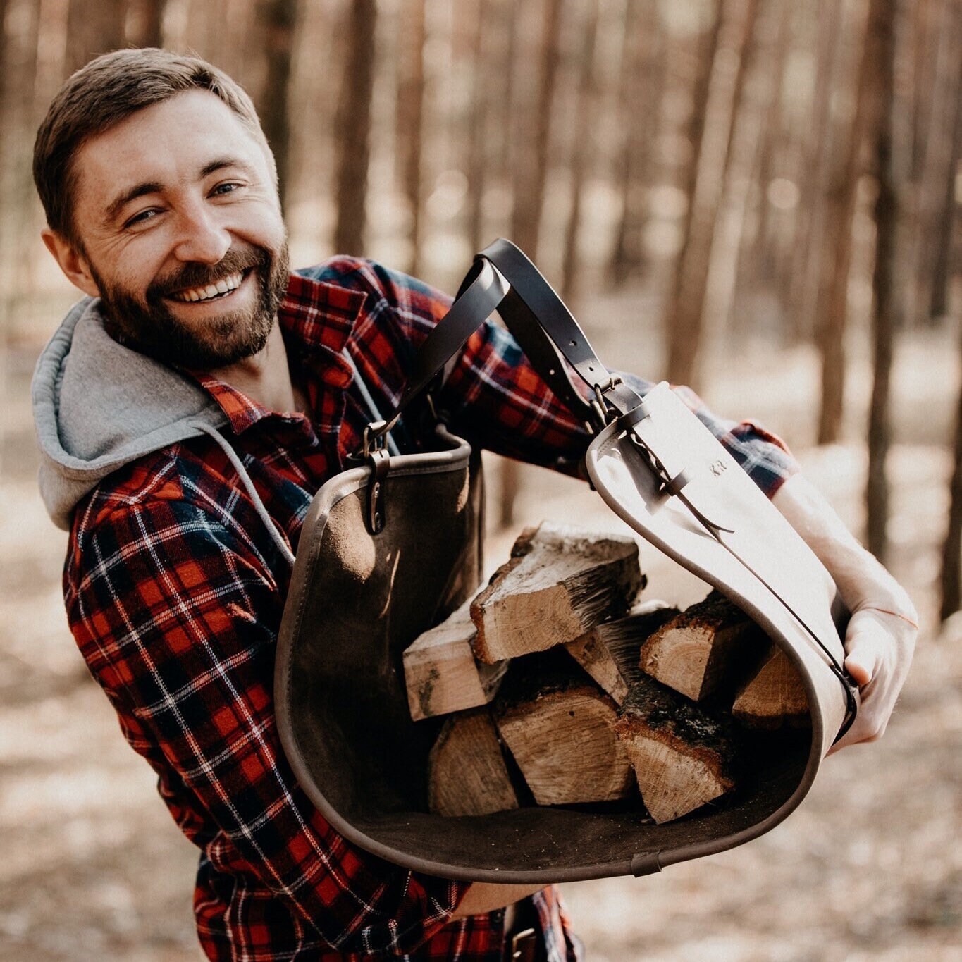 Firewood Carrier Leather Log Carrier Firewood Log Holder Fireplace ...