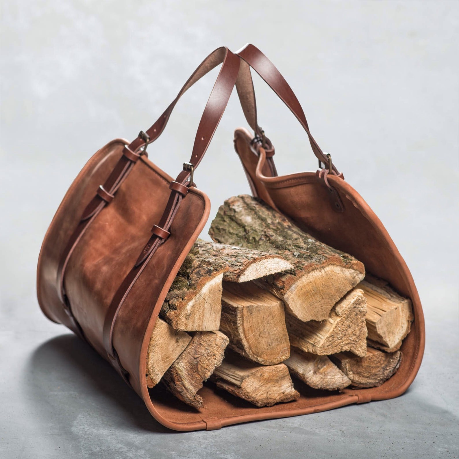 Firewood Carrier Leather Log Carrier Firewood Log Holder Fireplace ...