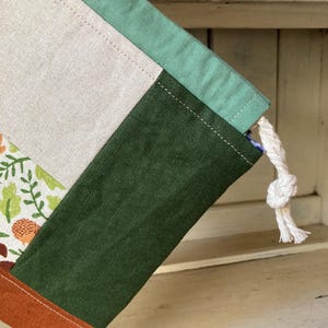 Patchwork Small Drawstring Bag / Linen Bag Small / Project Bag / Travel ...