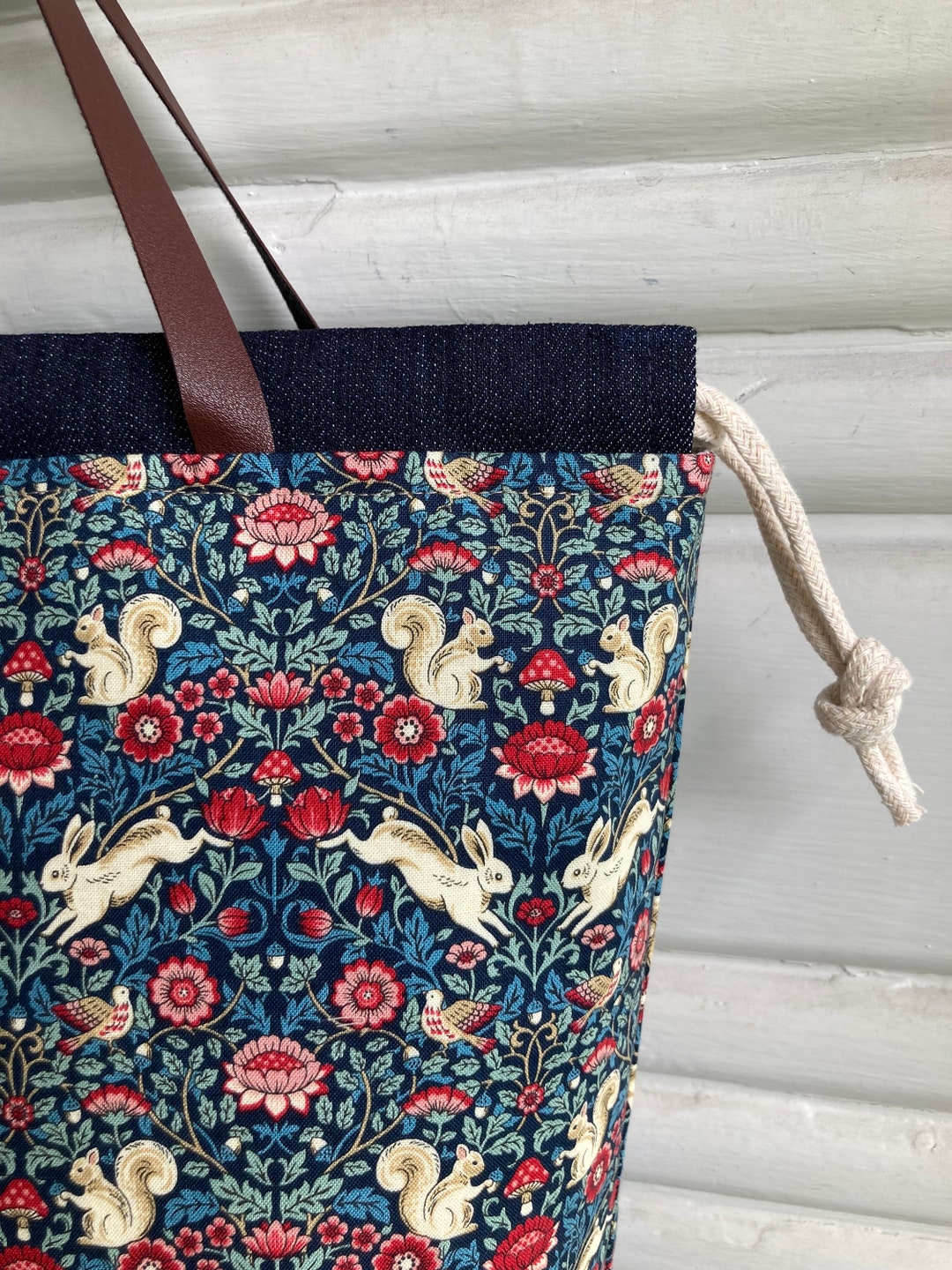 Rabbits & Squirrels Cotton Project Bag / Japanese Fabric / Pattern by Sotak Handmade - Etsy