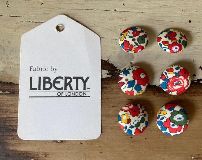 Liberty of London Betsy Ann Set of 6 Fabric Covered Buttons / Buttons ...