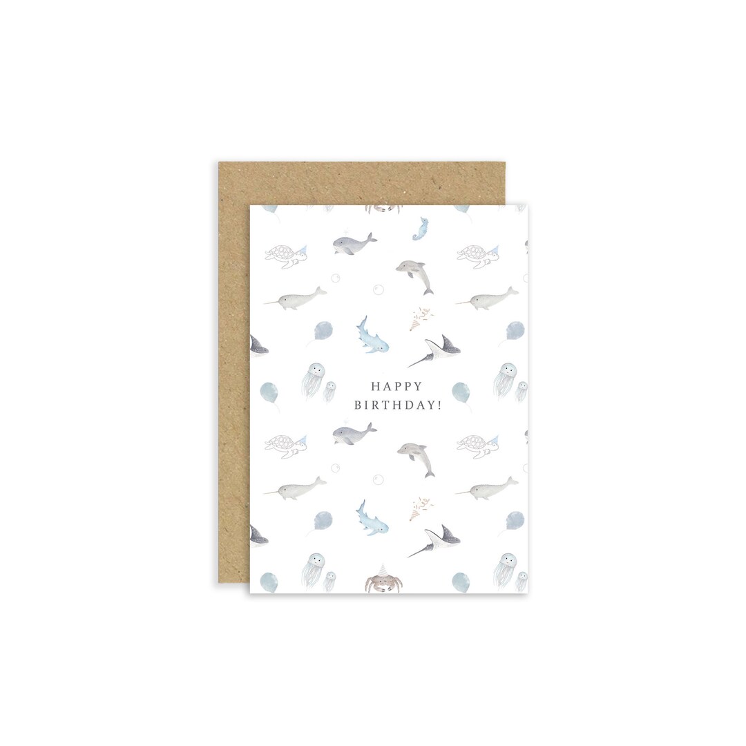 Under the Sea Birthday Card, Ocean Card, Shark Card, Happy Birthday ...