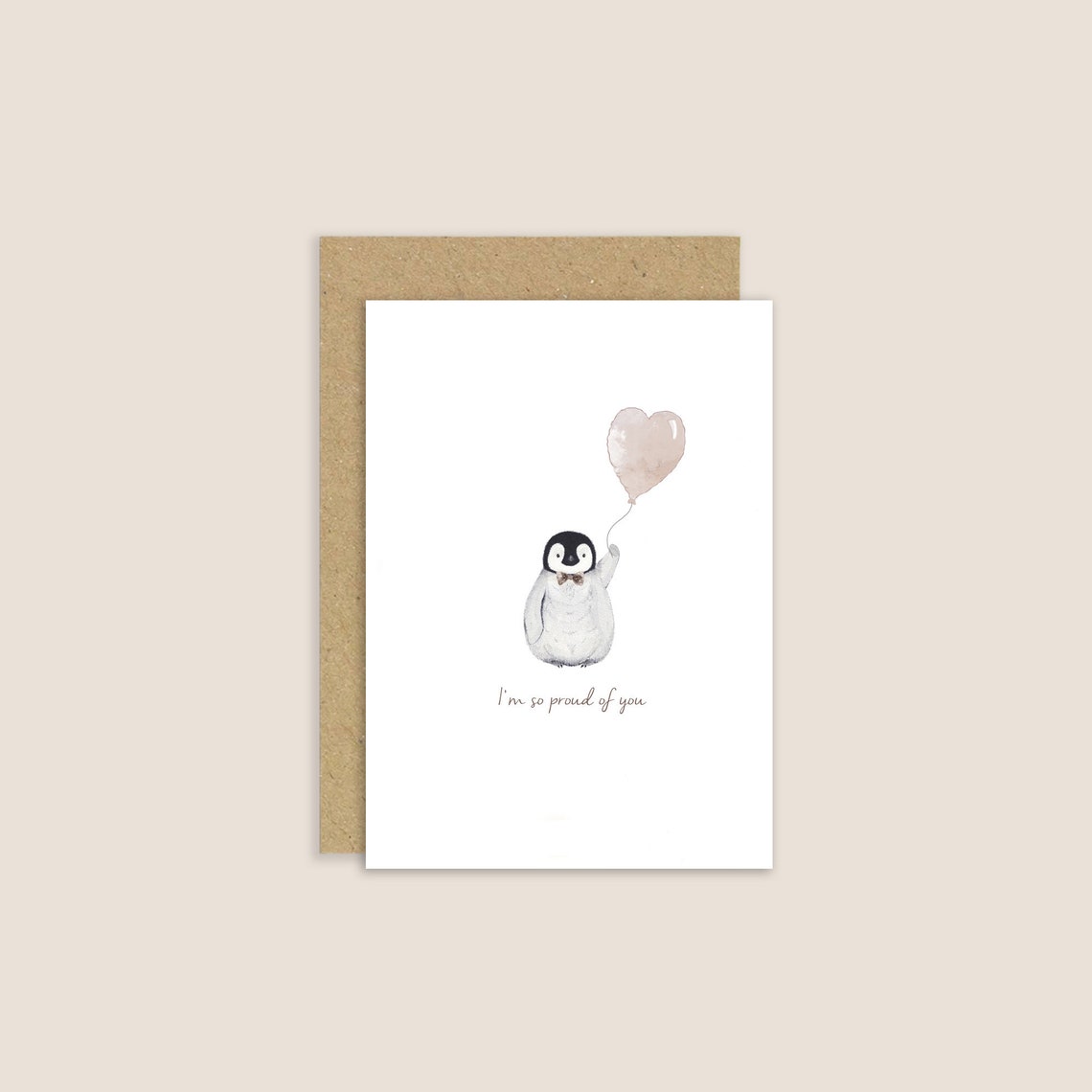 I’m so Proud of You, Penguin Card, Cute Penguin Illustration, Positive ...