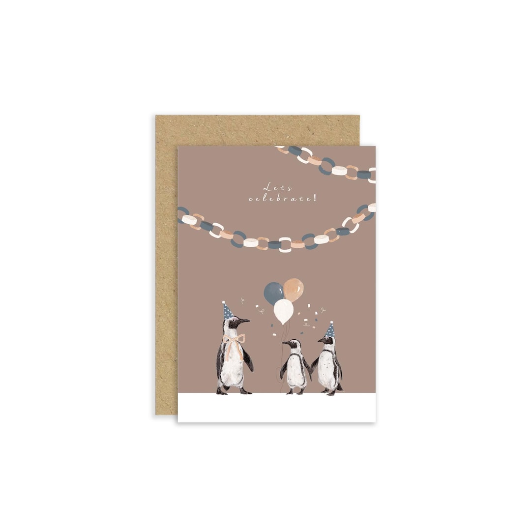 Let’s Celebrate Penguin Card, Penguin Card, Celebration Card ...