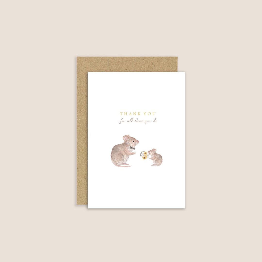 Thank You Card, Mouse Card, Thank You for All That You Do, Card for ...