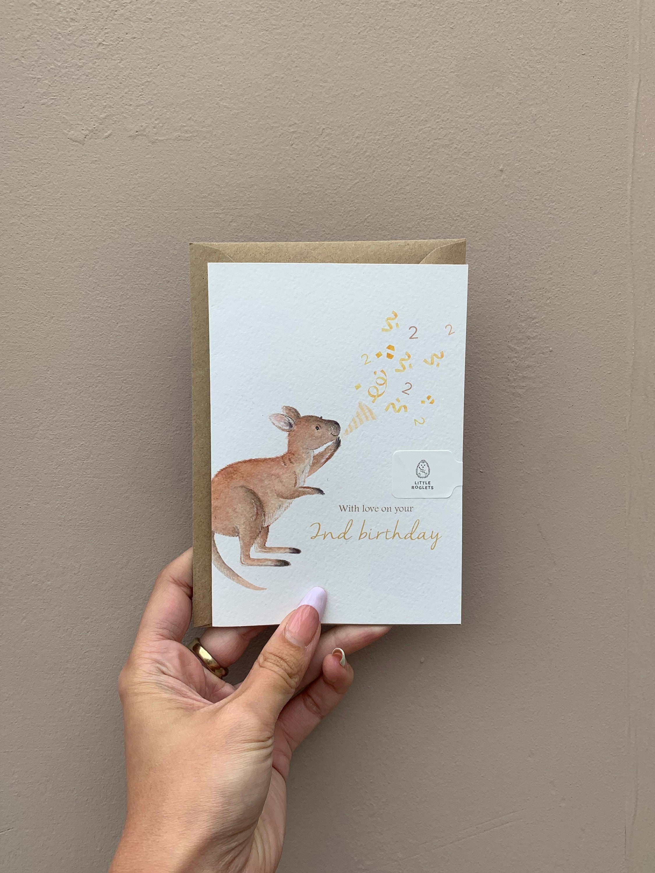 2nd Birthday Card, Kangaroo Birthday Card, Kids Birthday Card, Kangaroo ...