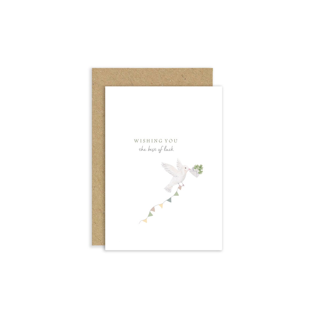 Good Luck Card, Best of Luck Card, Dove Card, Four Leafed Clover Card ...