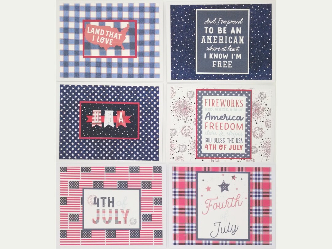 Patriotic Note Cards, Memorial Day, Veteran, Fourth of July, Set of 6 ...