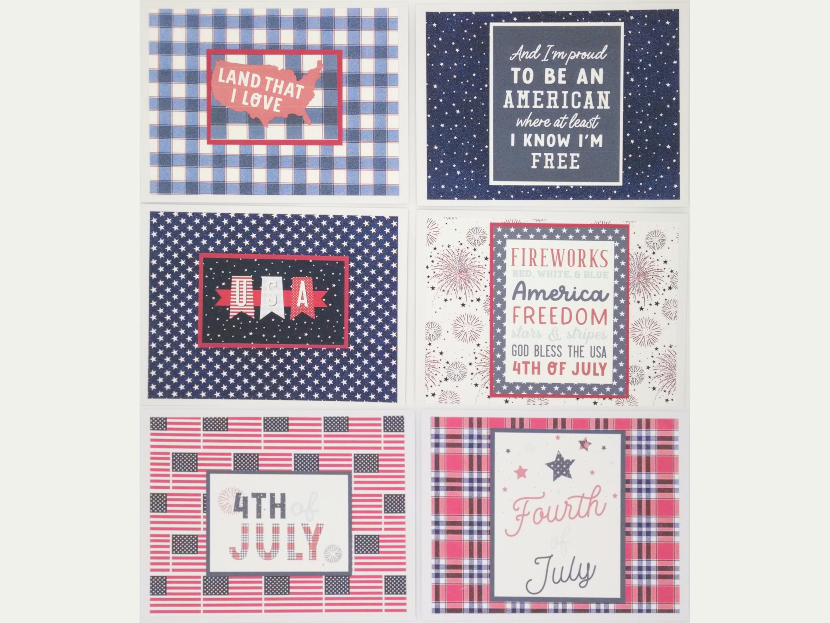 Patriotic Note Cards, Memorial Day, Veteran, Fourth of July, Set of 6 ...