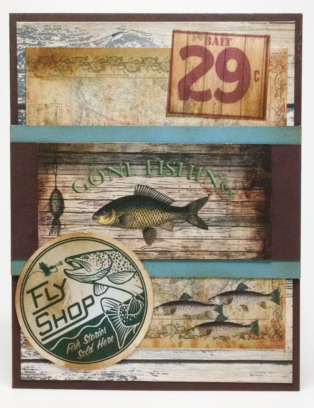 Fishing Card, Birthday Card, Fishing Birthday Card, Handmade Card, Gift ...