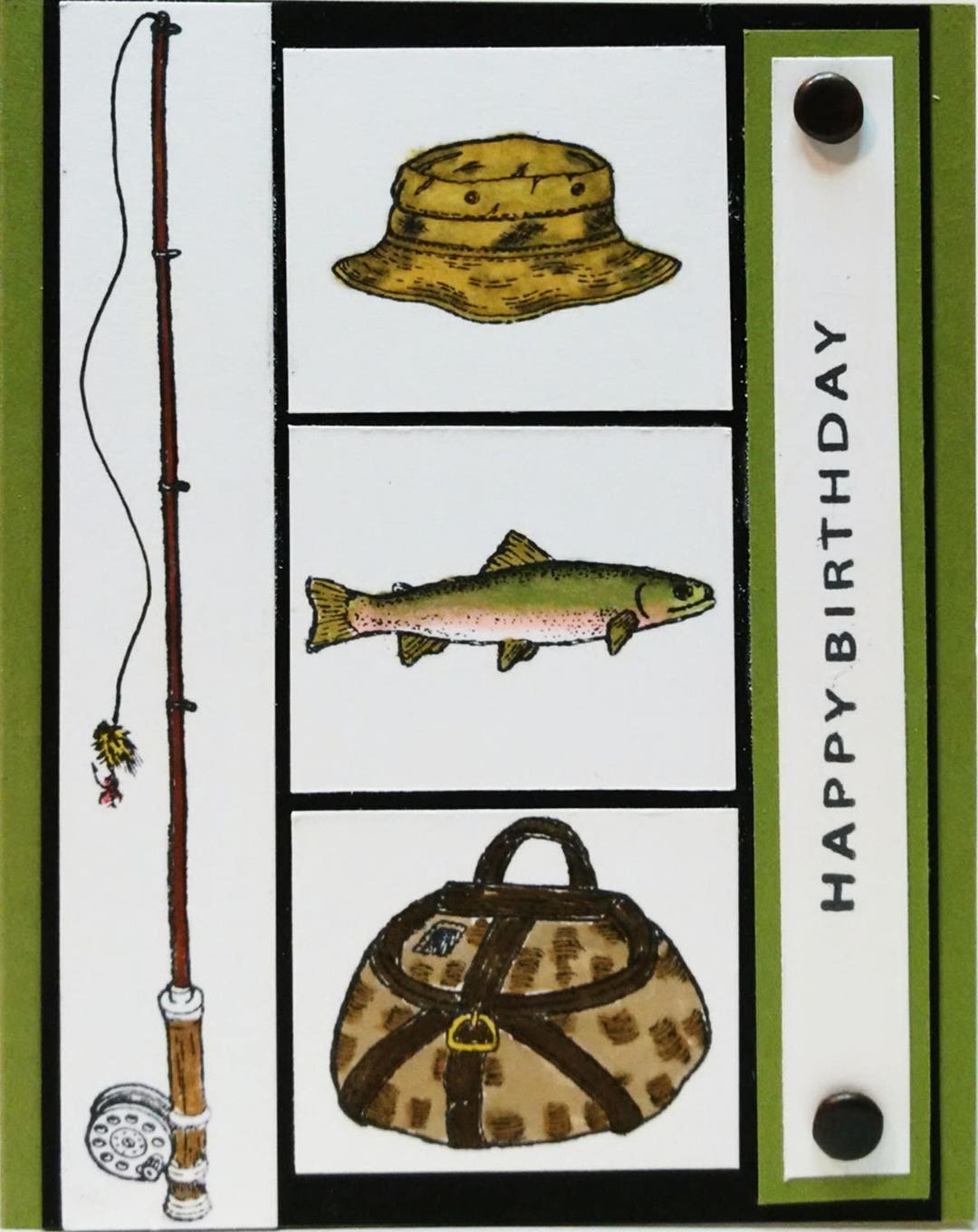 Fishing Birthday Card, Masculine Birthday Card, Handmade Fishing Card ...