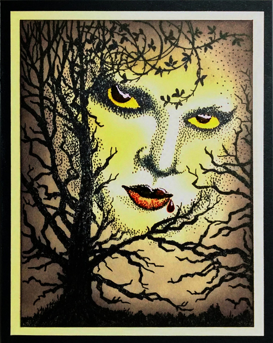 Halloween Card, Female Vampire, Handmade Card, Scary, Vampiress, Adult ...