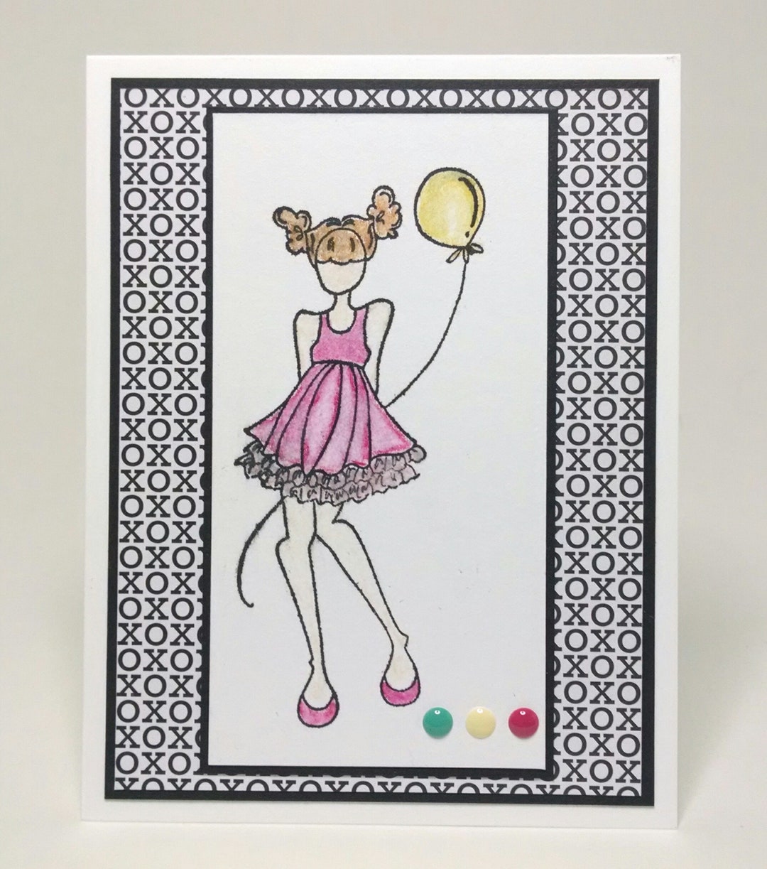 Birthday Card Girl With Balloon With Envelope - Etsy