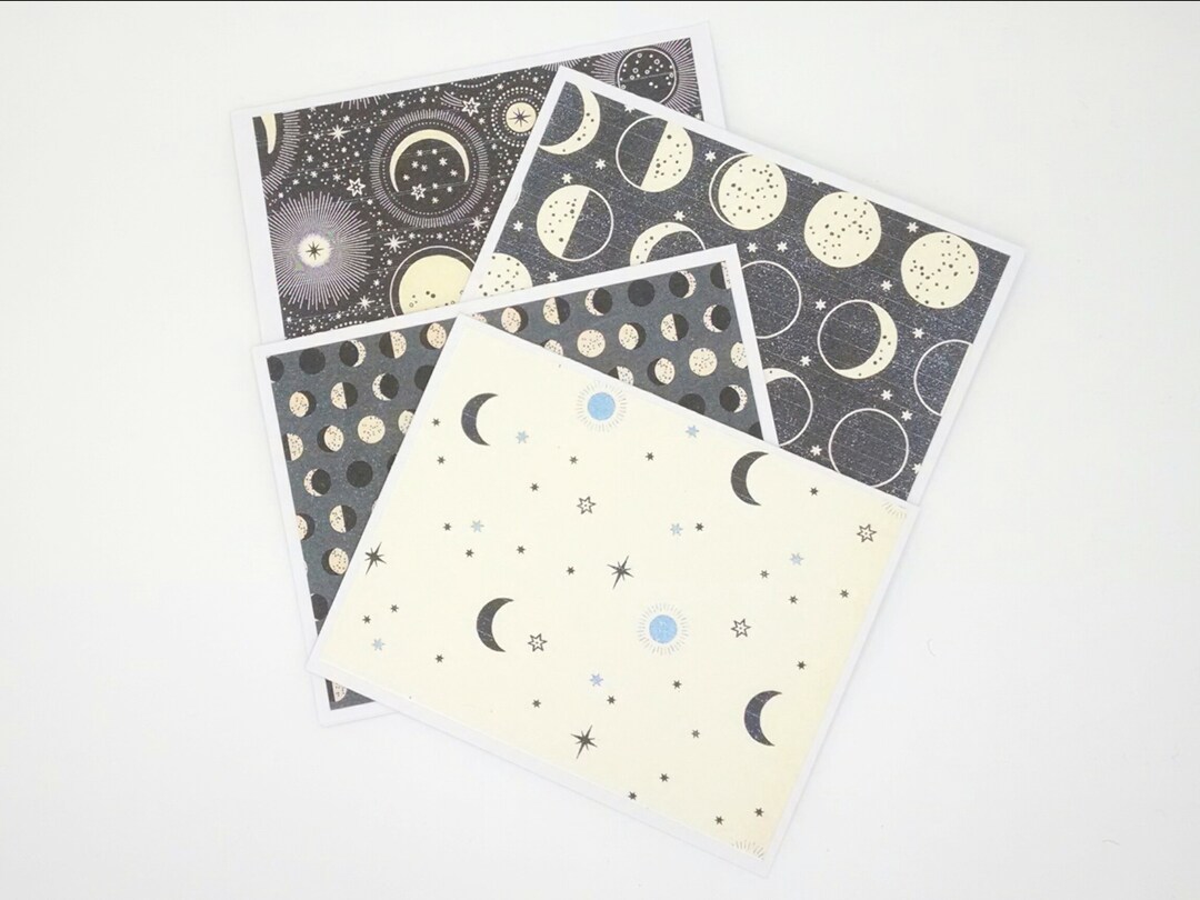 Moon and Stars Notecards, Set of 8 Cards With Envelopes, Universe ...
