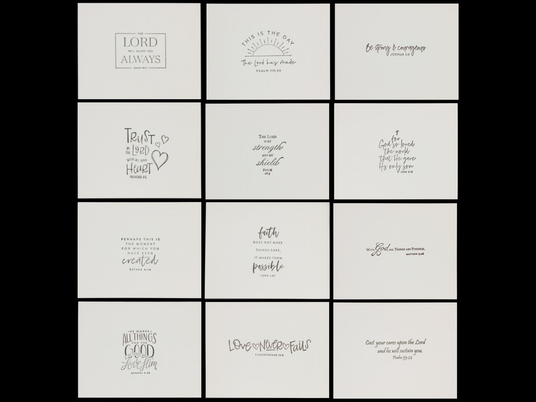 12 Scripture Blank Note Cards With White Envelopes, Christian ...