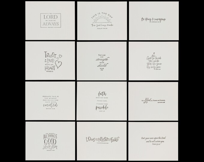 12 Scripture Blank Note Cards With White Envelopes, Christian ...