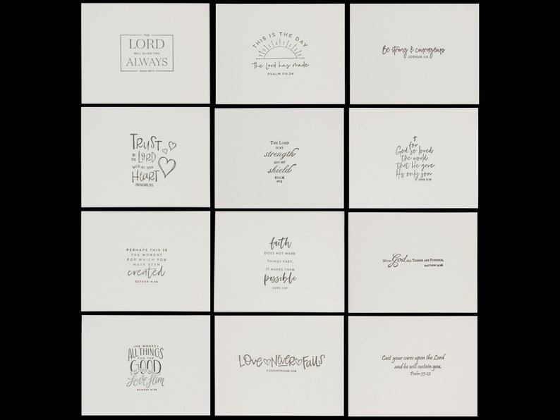 12 Scripture Blank Note Cards With White Envelopes, Christian ...