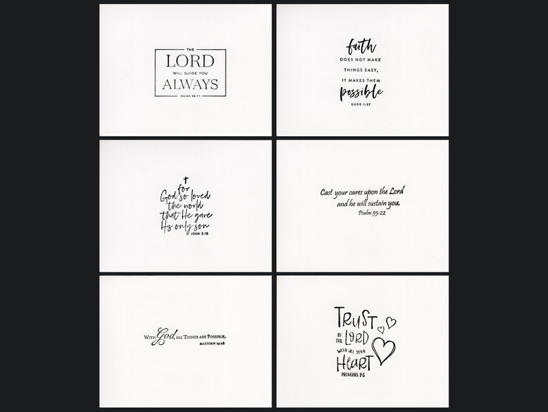 12 Scripture Blank Note Cards With White Envelopes, Christian ...