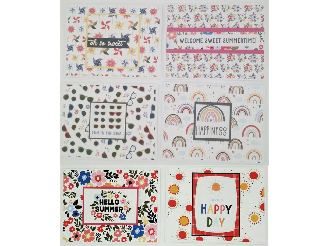 Set of 6 Blank Summer Theme Cards, Summertime Stationery Set, Homemade ...