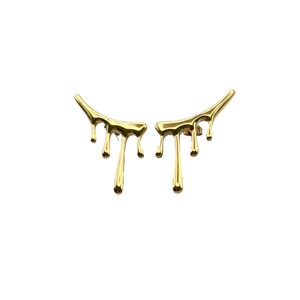 Gold Dripping Earrings, Gold Melting Earrings, Artsy Earrings, 18K Gold ...