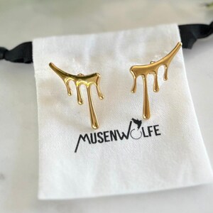 Gold Dripping Earrings, Gold Melting Earrings, Artsy Earrings, 18K Gold ...