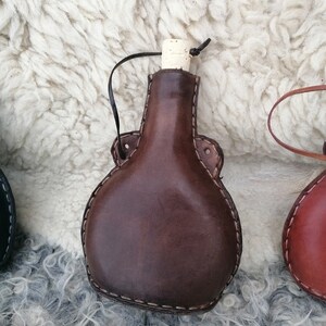 250 Ml 0.5 Pint Glass Leather Bottle, Medieval Leather Flask, Medieval Leather Water Bottle ...