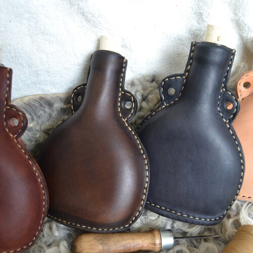 250 Ml 0.5 Pint Glass Leather Bottle Medieval Leather - Etsy